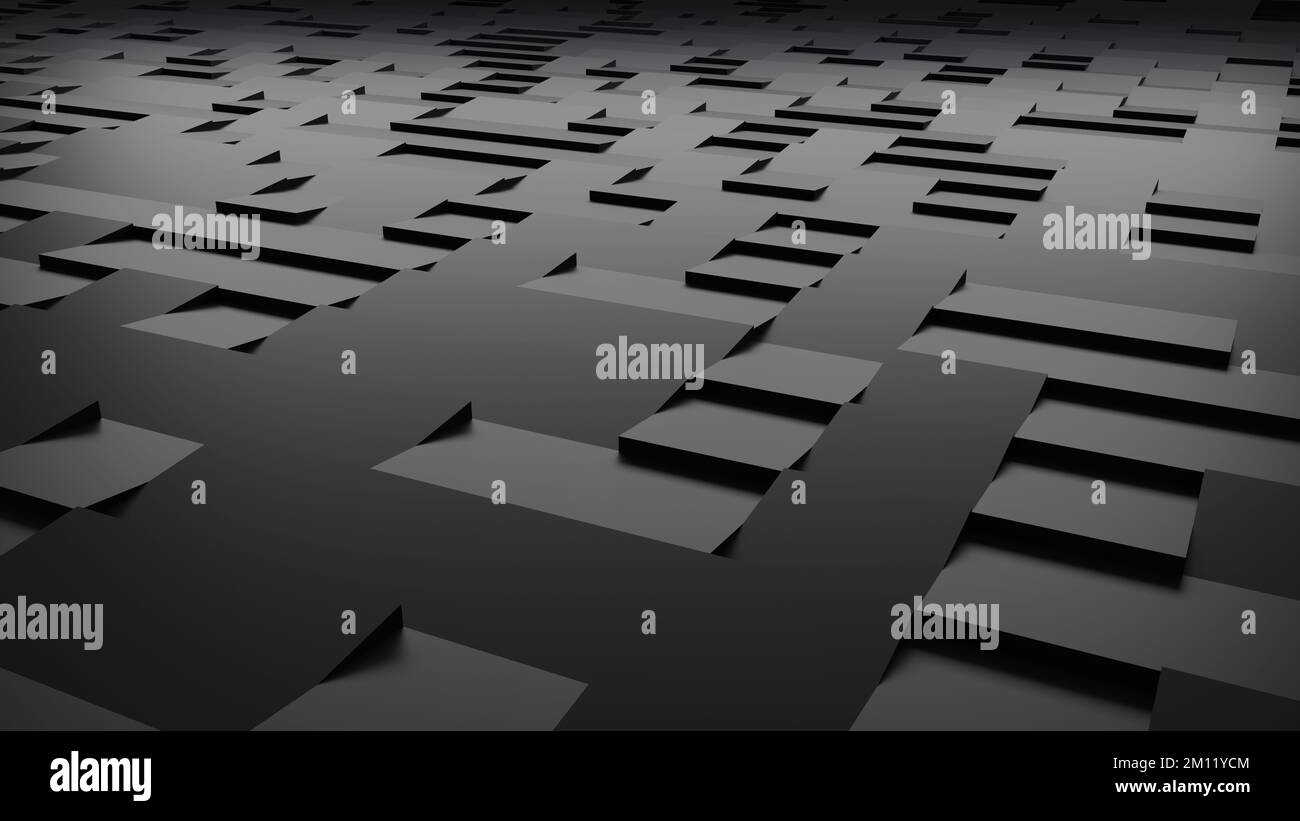 3d rendering 8K wallpaper abstract background of randomly positioned black cubes with sharp ...