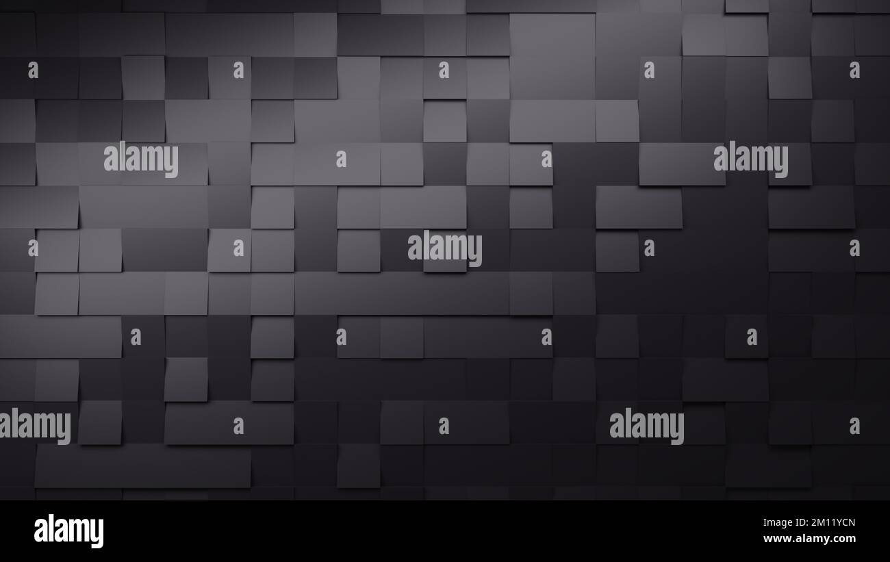 3d rendering 8K wallpaper abstract background of randomly positioned black cubes with sharp ...