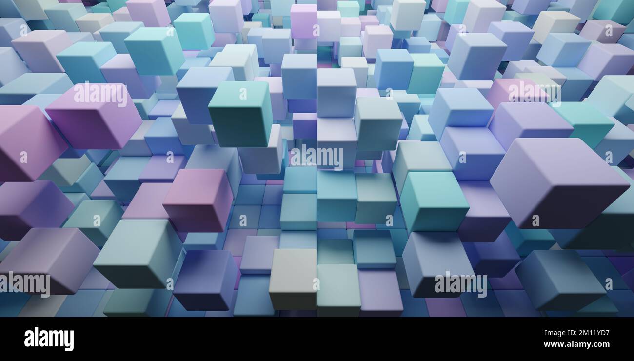 3d rendering abstract background of randomly positioned multi-colored ...