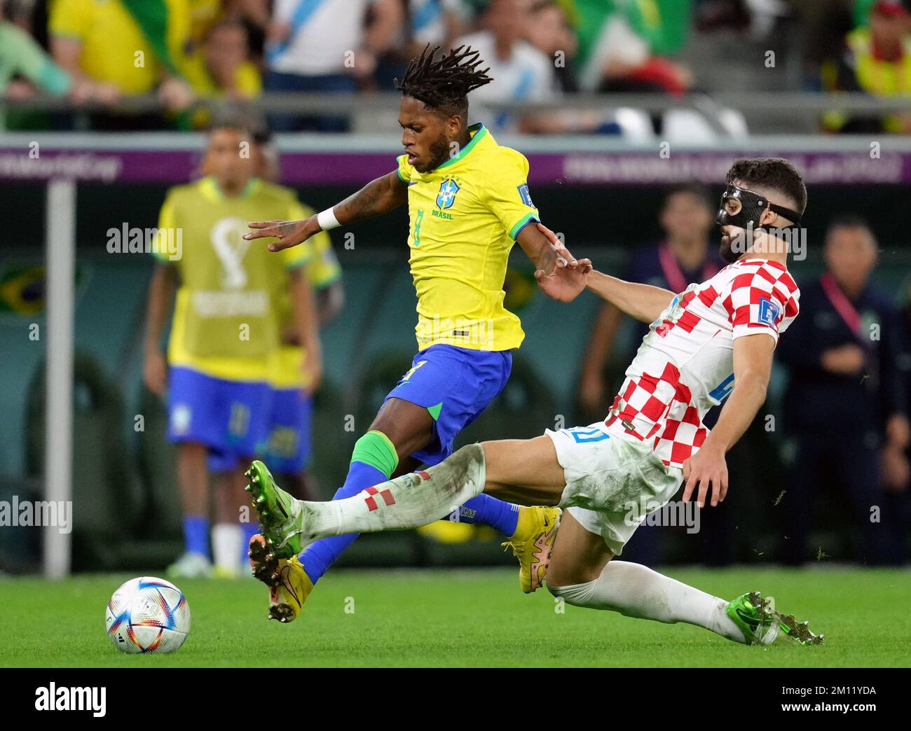 Brazil's Fred (left) and Croatia's Josko Gvardiol during the FIFA World ...
