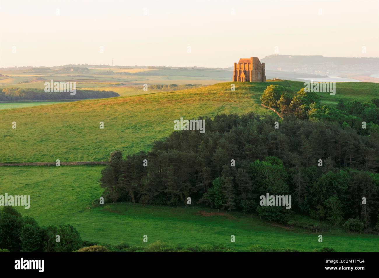 England, Dorset, Abbotsbury, St.Catherine's Chapel and Green Fields ...