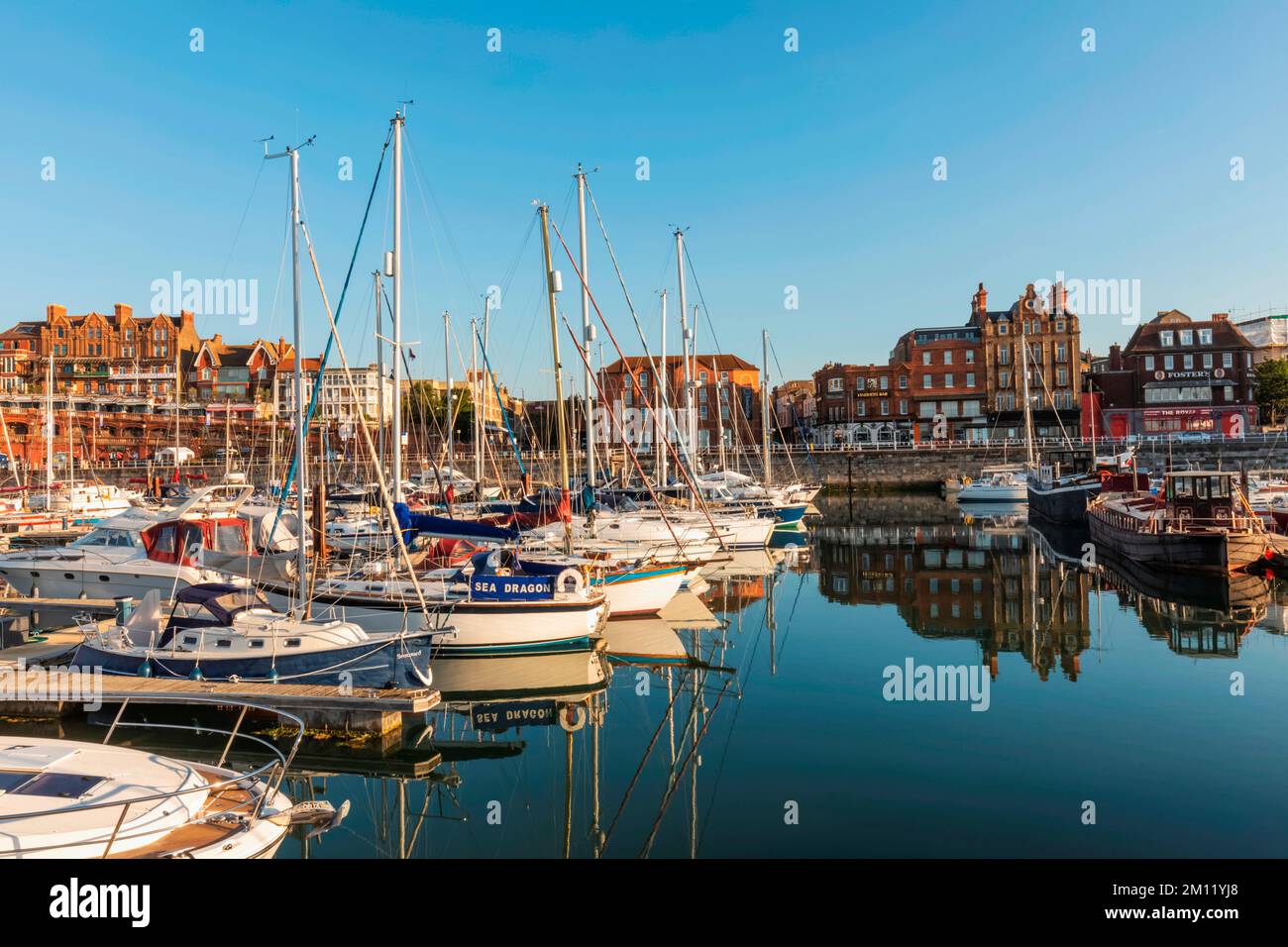 England, Kent, Ramsgate, Ramsgate Yacht Marina and Town Skyline Stock ...