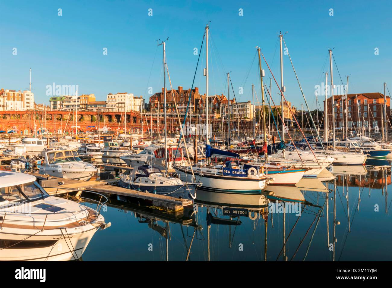 England, Kent, Ramsgate, Ramsgate Yacht Marina and Town Skyline Stock ...