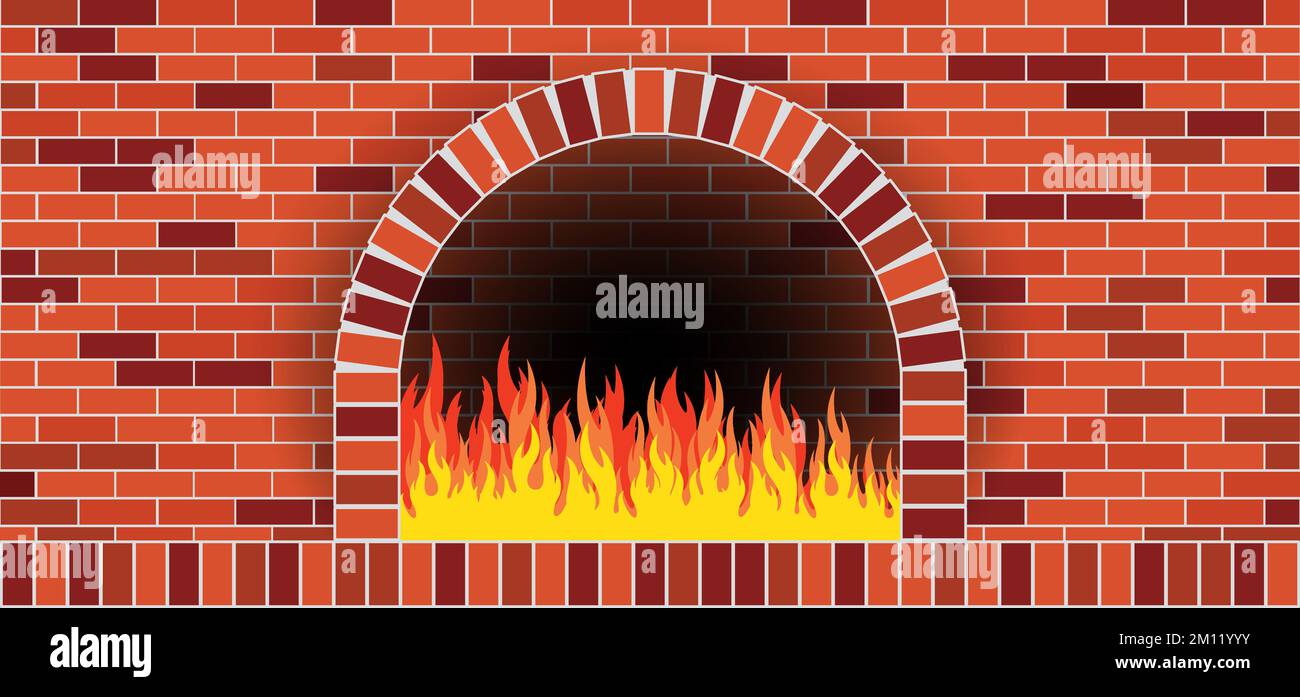 Stone brick pizzeria pizza oven. Firewood hot fired oven. Fire bakery ...