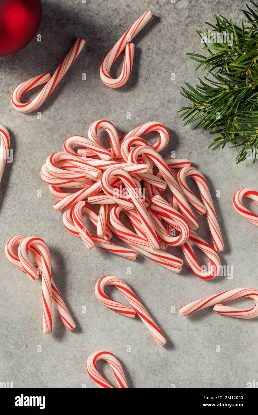 Red and White Peppermint Mini Candycanes for Christmas Stock Photo - Alamy