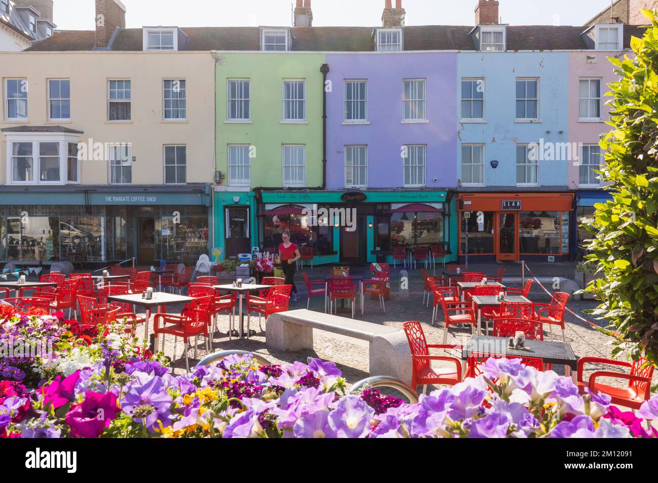 England, Kent, Margate, Old Town Colourful Seafront Cafes and ...