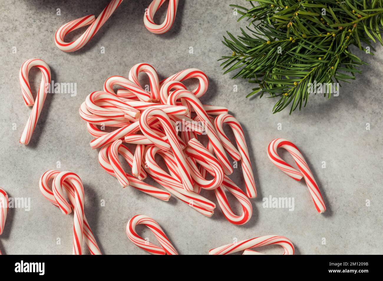 Red and White Peppermint Mini Candycanes for Christmas Stock Photo - Alamy