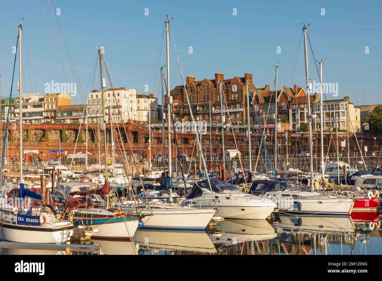 England, Kent, Ramsgate, Ramsgate Yacht Marina and Town Skyline Stock ...