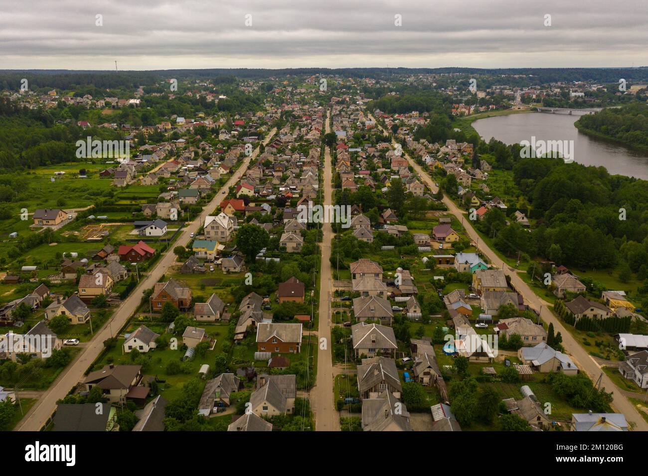 Drone photography of mall town suburbs style Stock Photo - Alamy