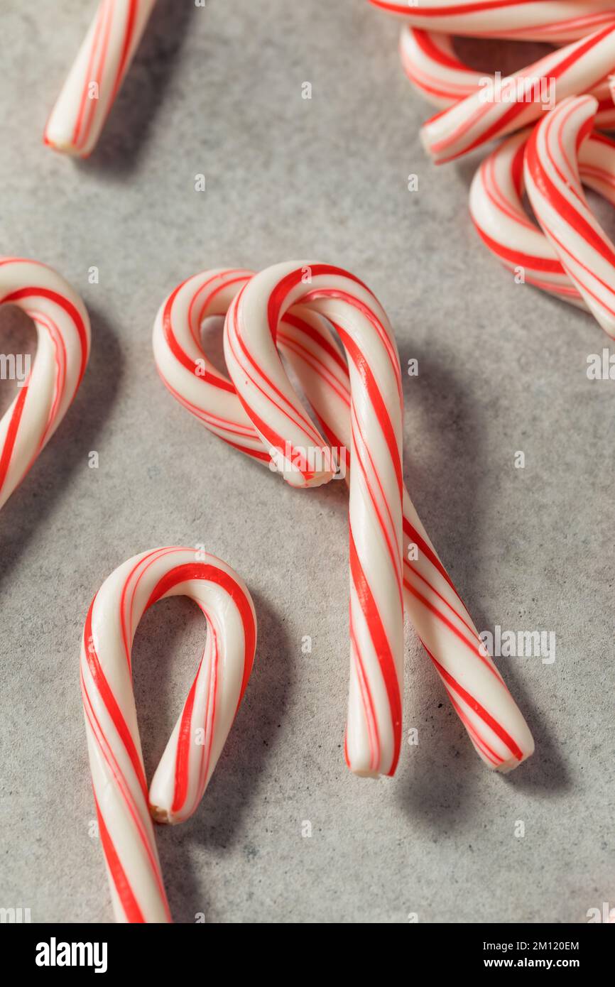 Red and White Peppermint Mini Candycanes for Christmas Stock Photo - Alamy