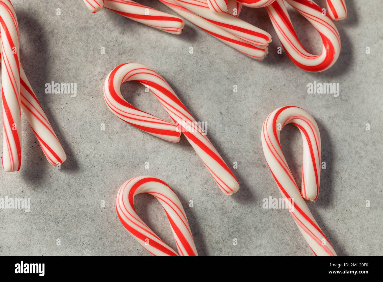 Red and White Peppermint Mini Candycanes for Christmas Stock Photo - Alamy