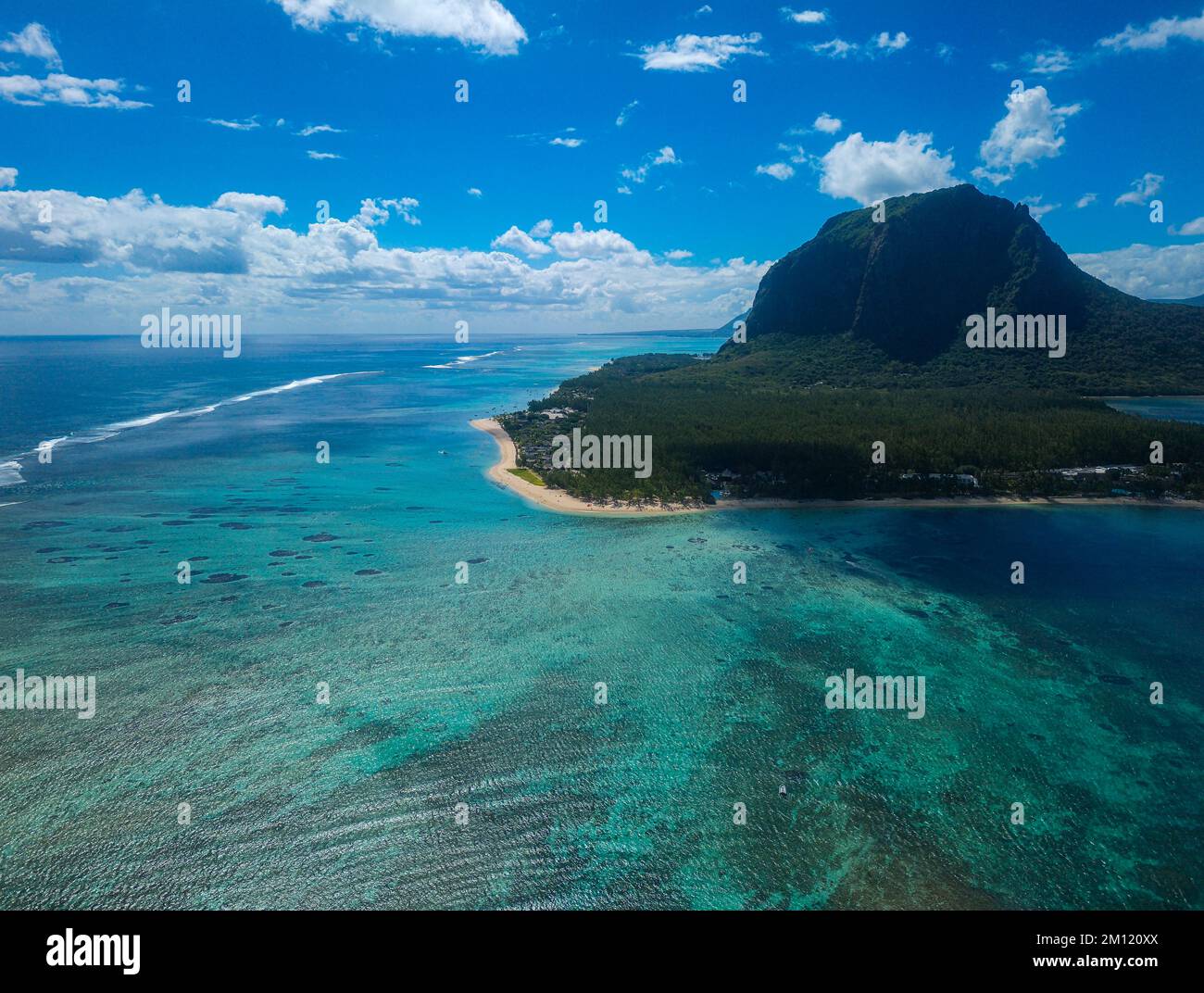 Drone Footage/Aerial above the south coast of mauritius island, Africa ...