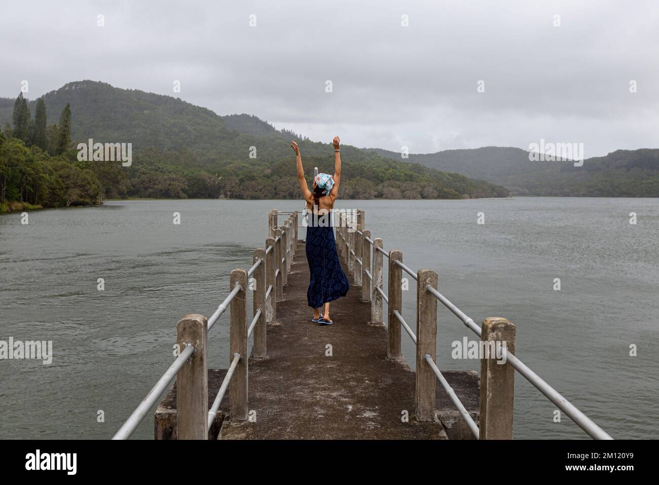 The Water reservoir La Nicolière next to Villebague in Mauritius Island ...