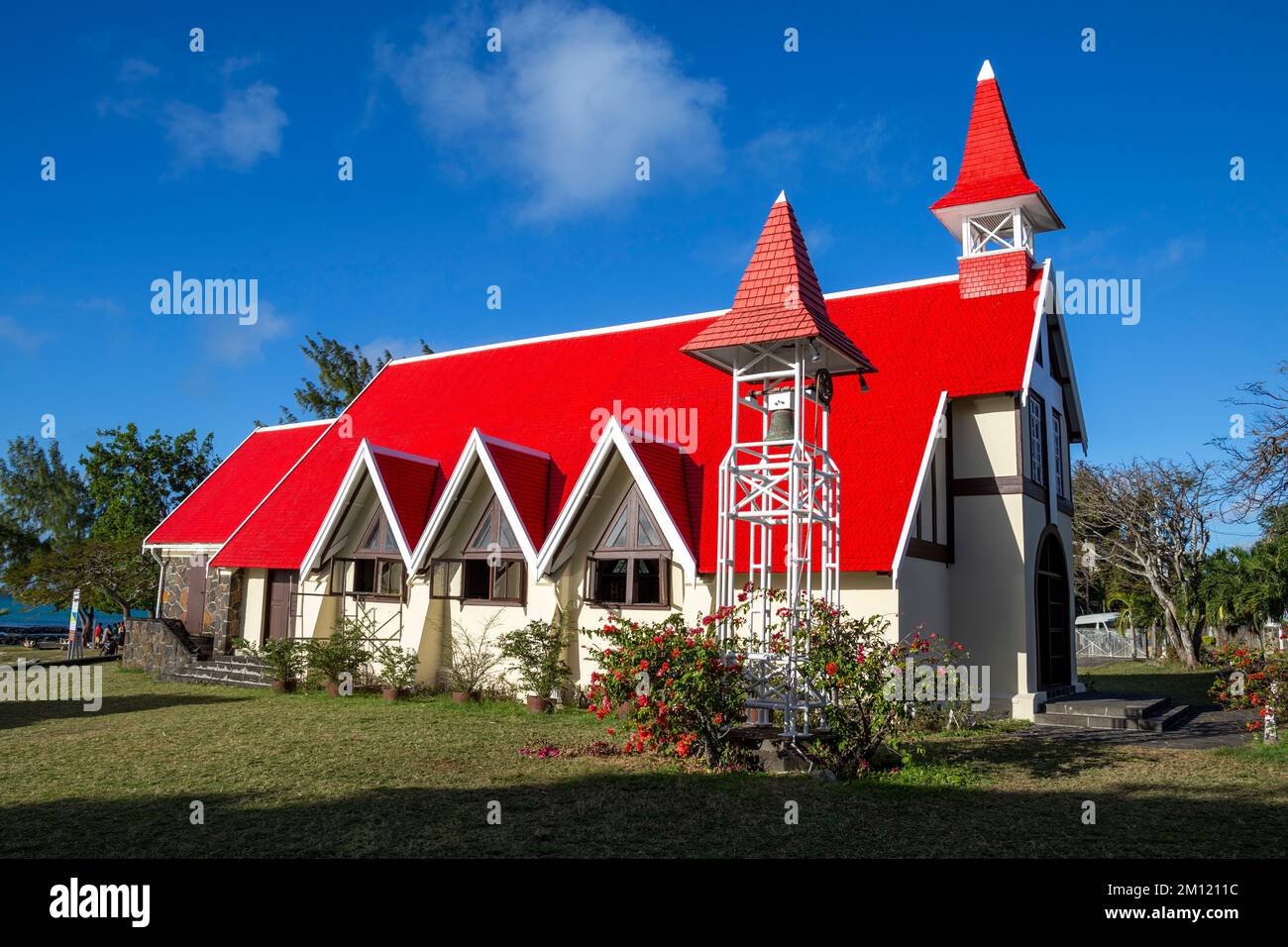 Notre Dame Auxiliatrice Church with distinctive red roof at Cap ...