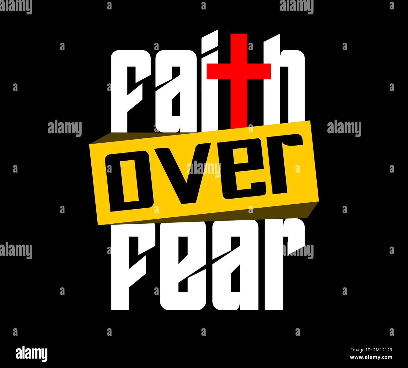 A vector typography of "Faith over Fear' on a black background ...