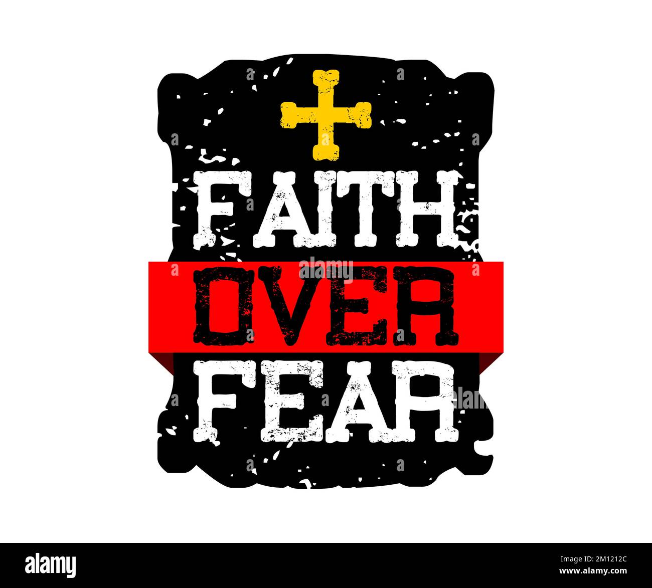 A vector typography of "Faith over Fear' on a white background ...