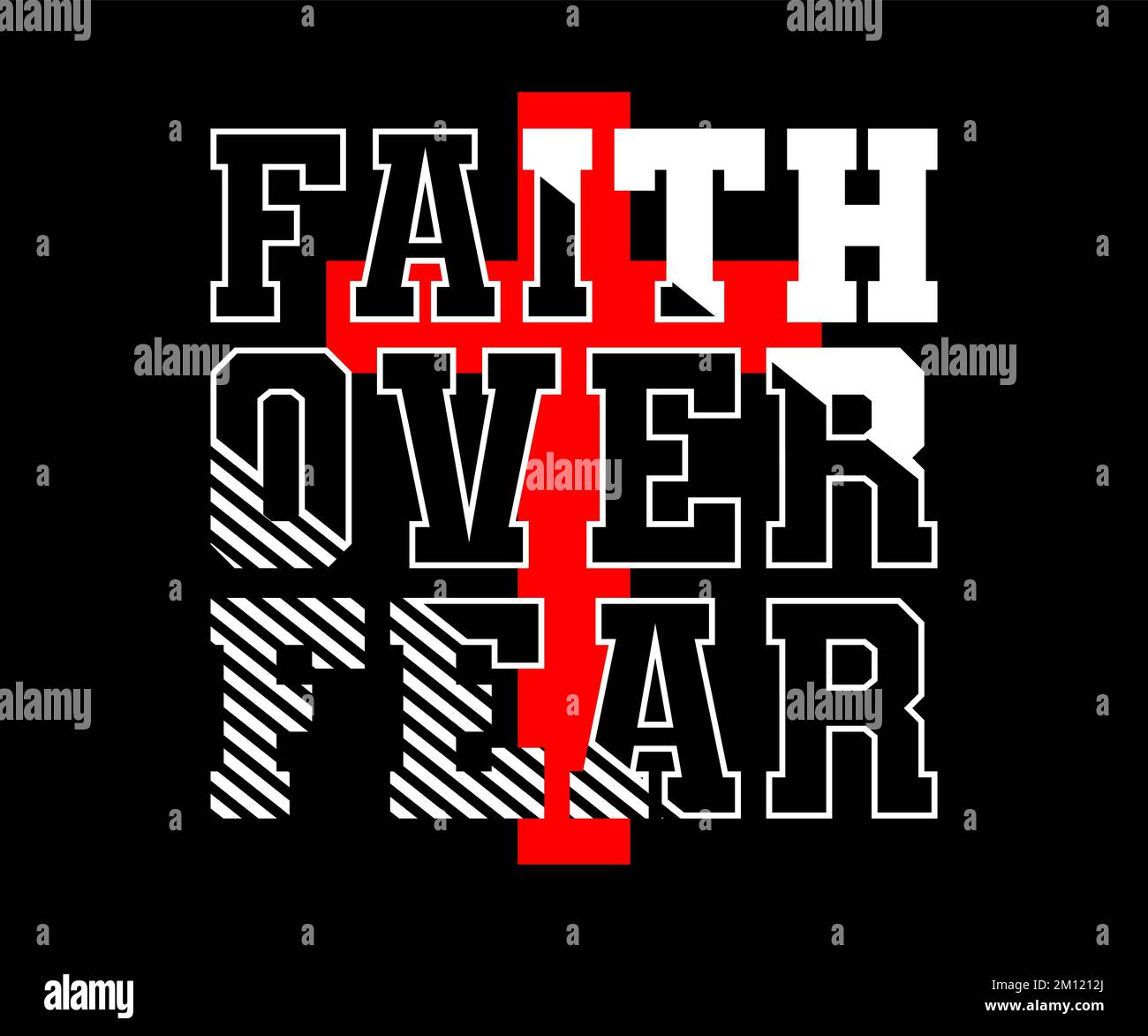 A vector typography of "Faith over Fear' on a black background ...