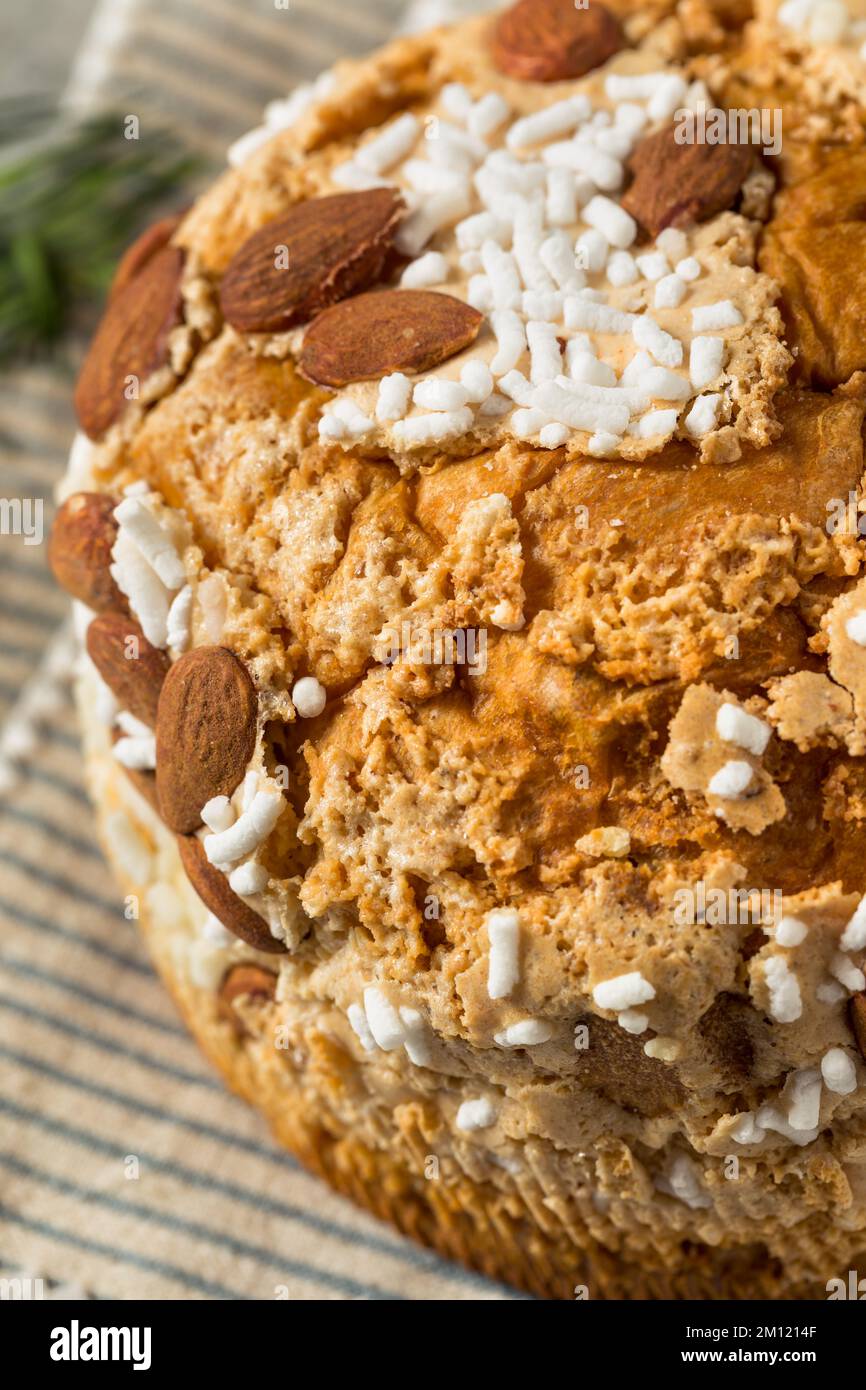 Homemade Italian Panettone Bread with Sugar and Dried Fruit Stock Photo ...