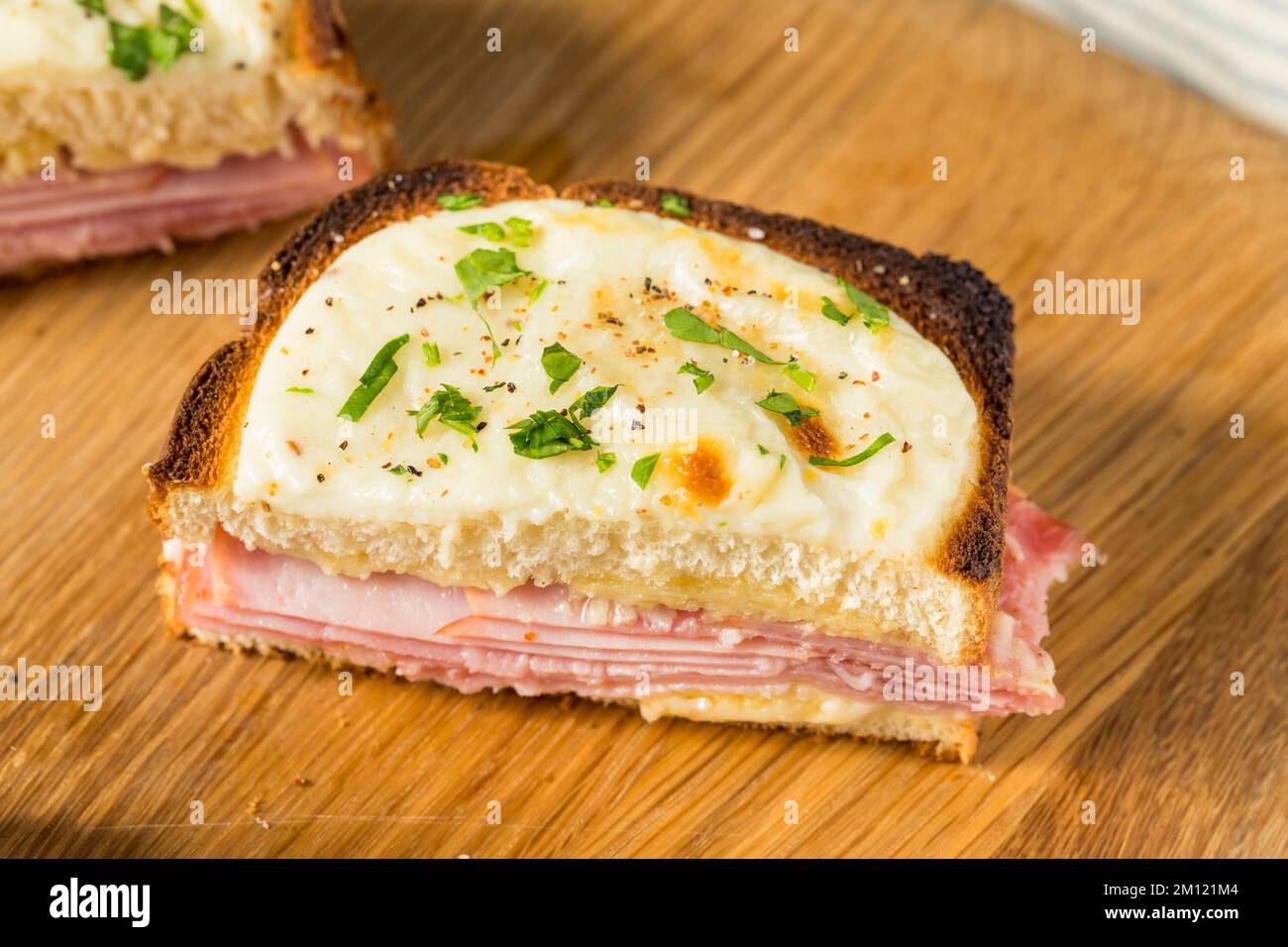 Homemade Croque Monsieur Sandwich with Ham and Sauce Stock Photo - Alamy