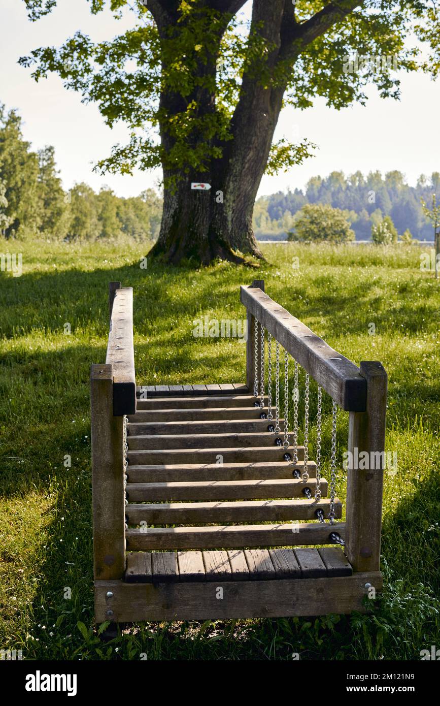 Barefoot walking beam bridge in walking direction hi-res stock ...
