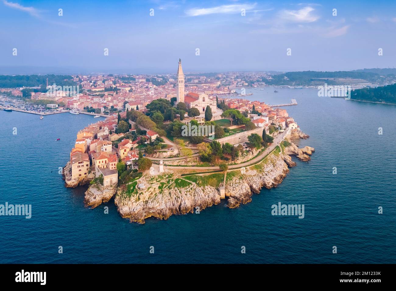 Aerial view of Rovinj - Rovigno at sunset. Rovinj, Istria, Adriatic ...