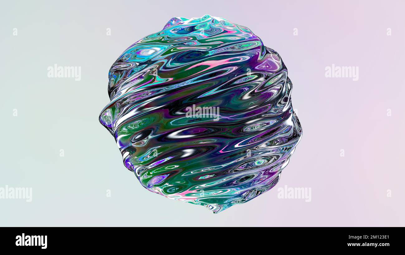 Abstract wavy smooth liquid shape, organic ball, deformation process ...