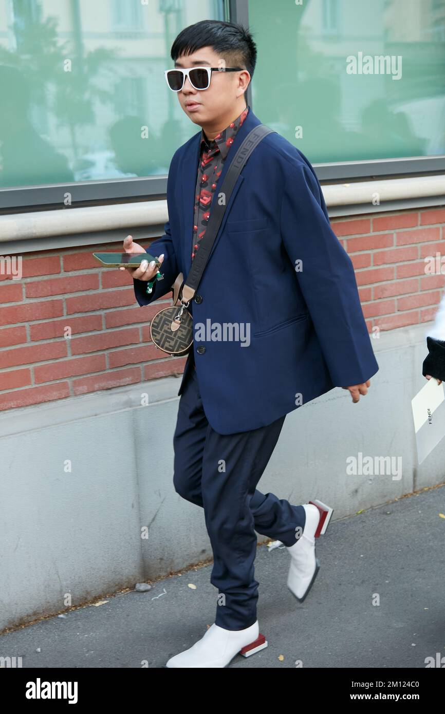 MILAN, ITALY - SEPTEMBER 21, 2022: Declan Chan before Fendi fashion ...