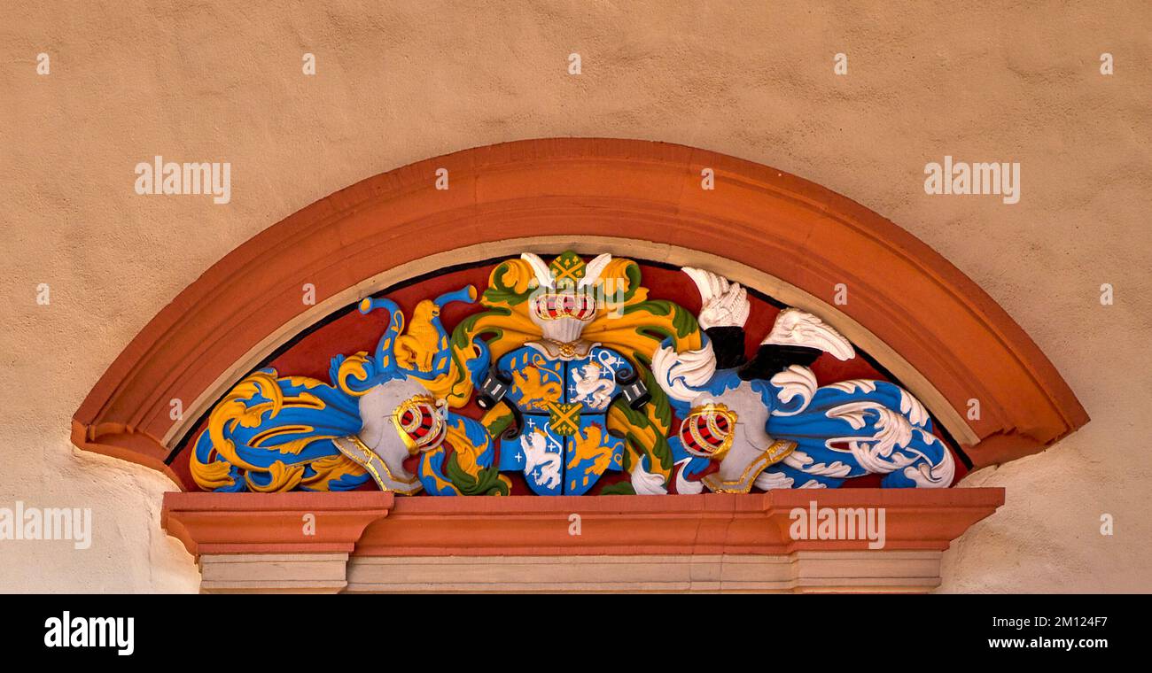 Coat of arms above entrance door to north wing hi-res stock photography ...