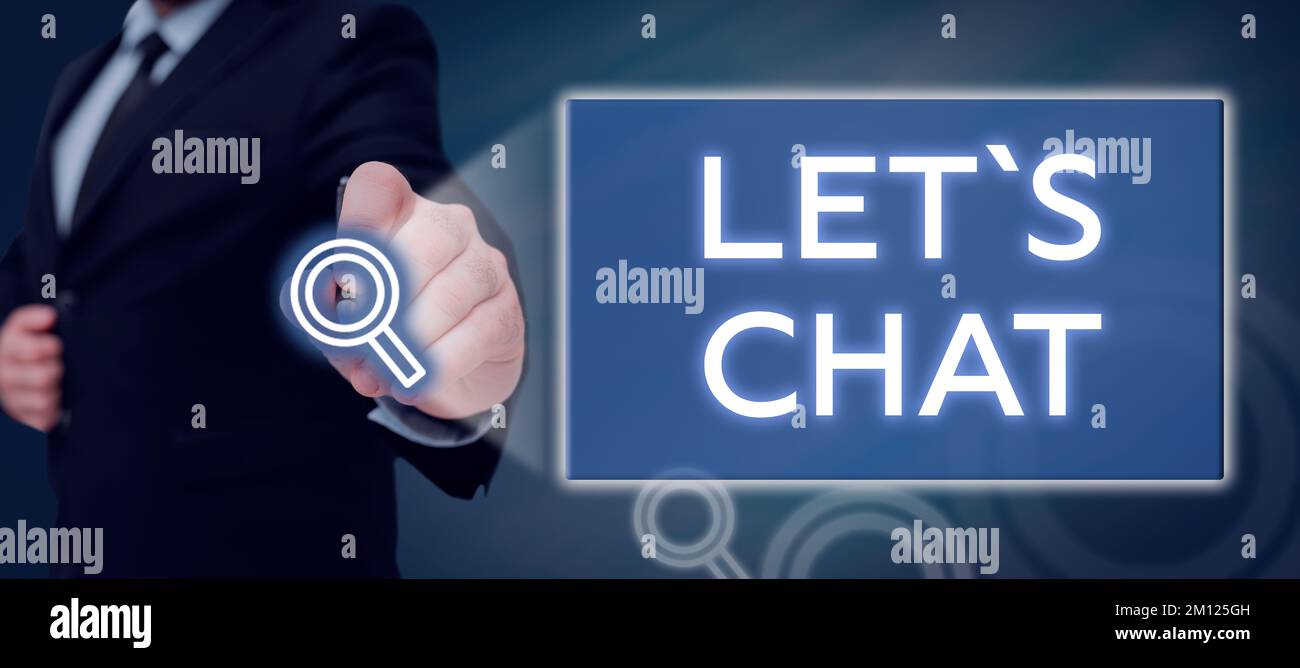 Text caption presenting LET'S CHAT. Concept meaning inviting the person ...