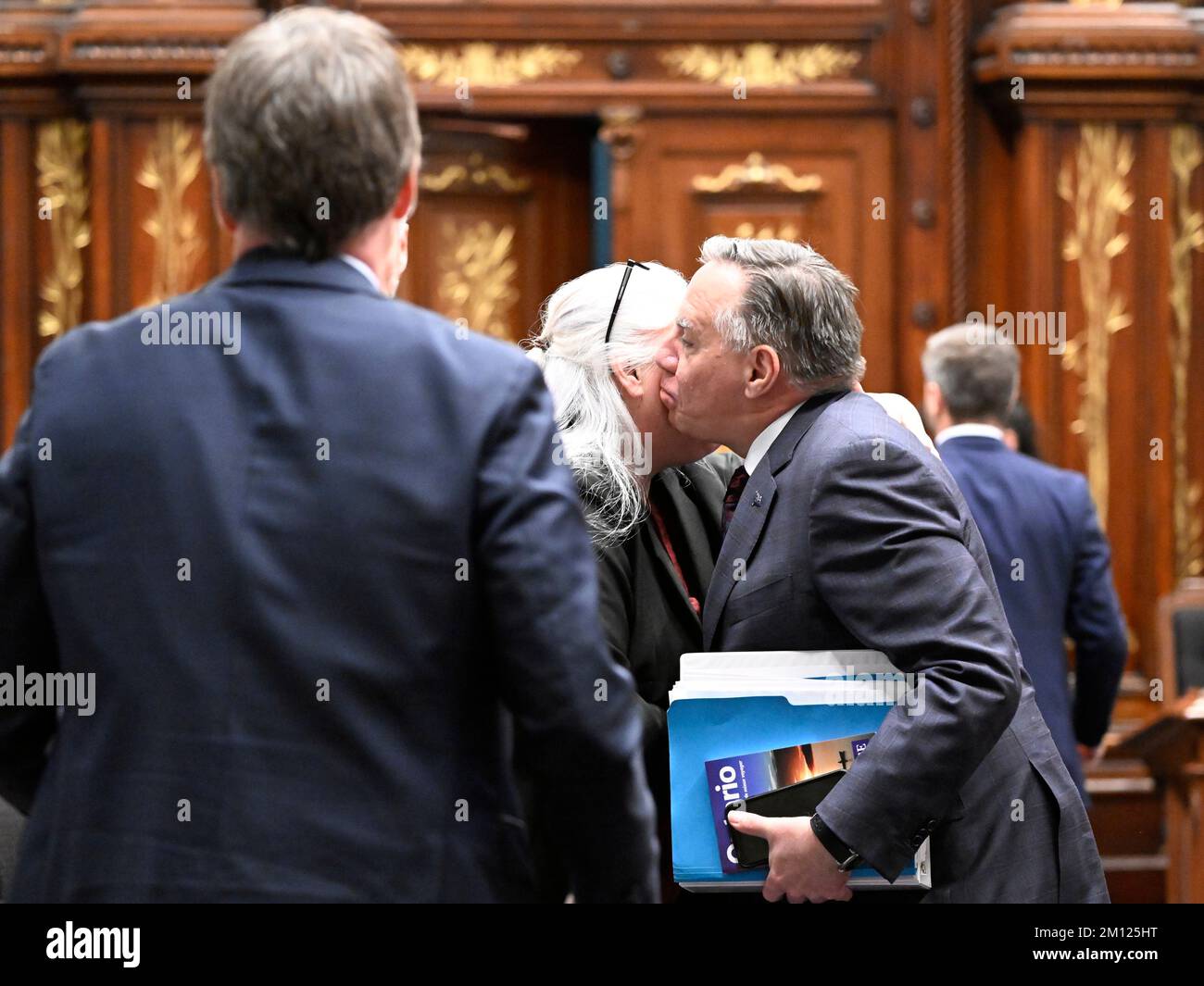Quebec Premier Francois Legault, right, Quebec Solidaire MNA Manon ...