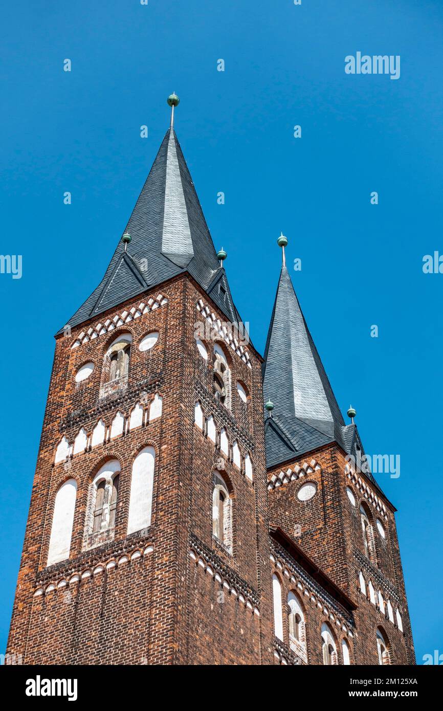 Double tower of the collegiate church of marien nikolaus hi-res stock ...