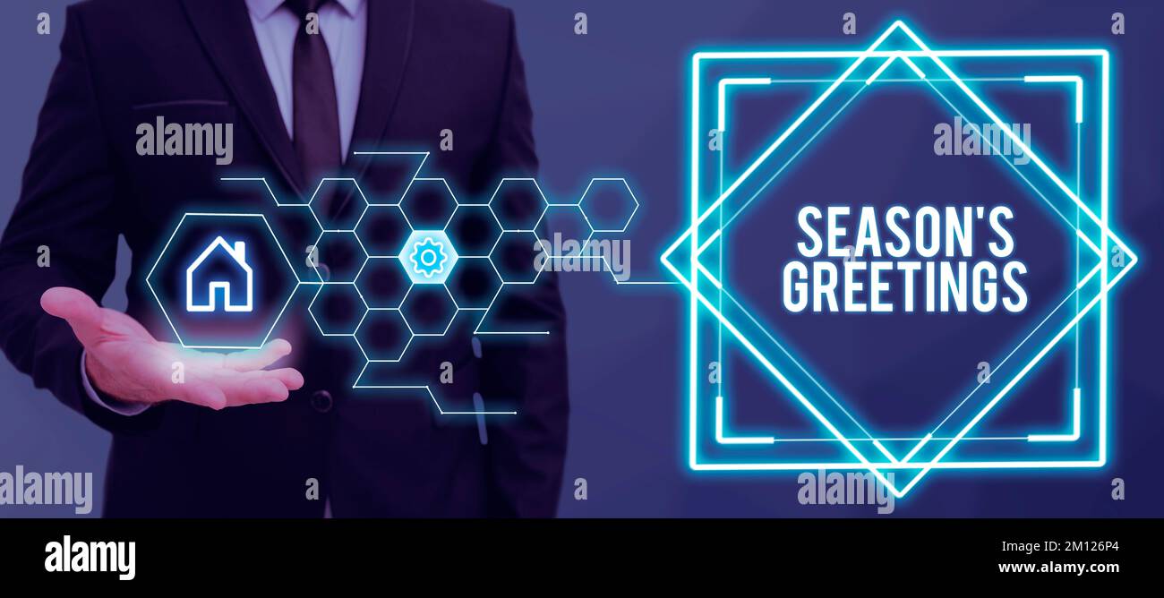 Text showing inspiration Season's Greetings. Conceptual photo Used as ...