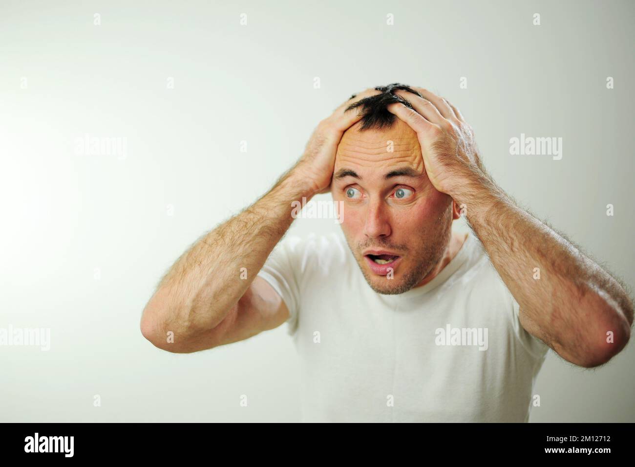 portrait emotional guy feeling sinking heart shortness of breath about ...