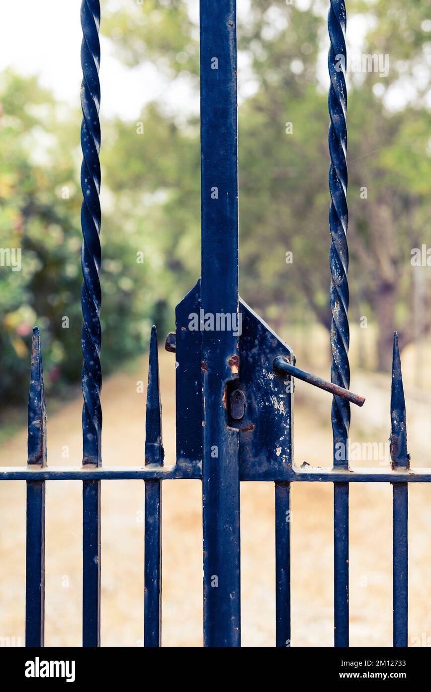 Locked metal gate in front of a property in Mallorca Spain Stock Photo ...