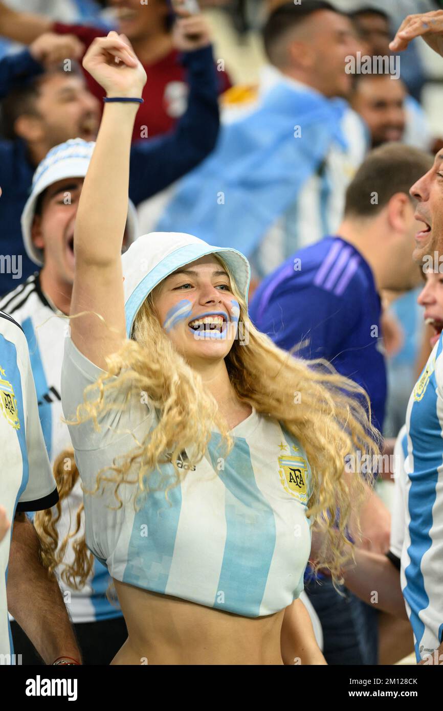 Doha, Qatar. 09th Dec, 2022. Argentinian fans attend Netherlands v ...