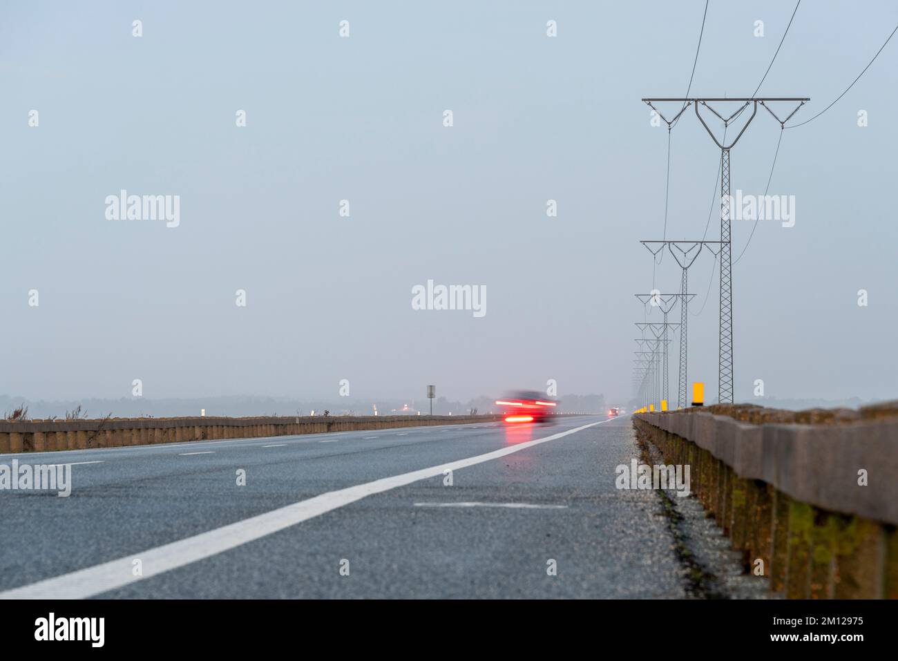 Rømødæmningen, artificial road dam, connects the island of Rømø with ...