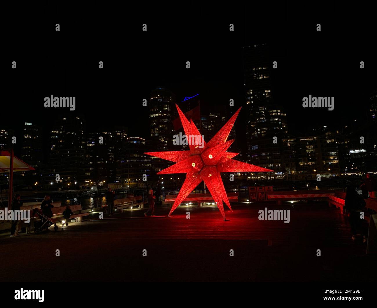 An aerial view of cityscape Abbotsford with red star statue Stock Photo ...