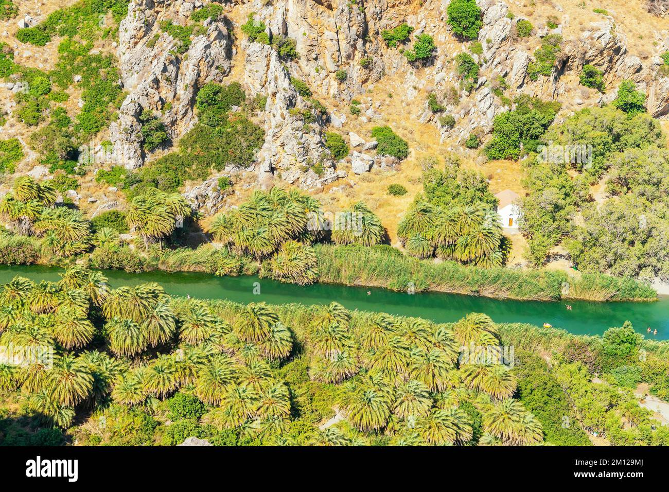 View of Megalopotamos river and Preveli palm forest, Rethymno, Crete ...