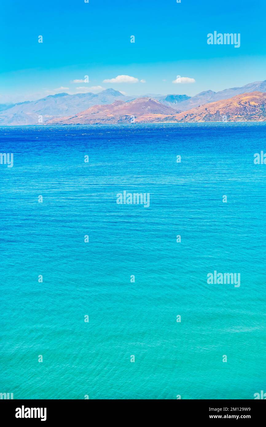 View of the White mountains and coastline, Agios Pavlos, Southern Crete ...
