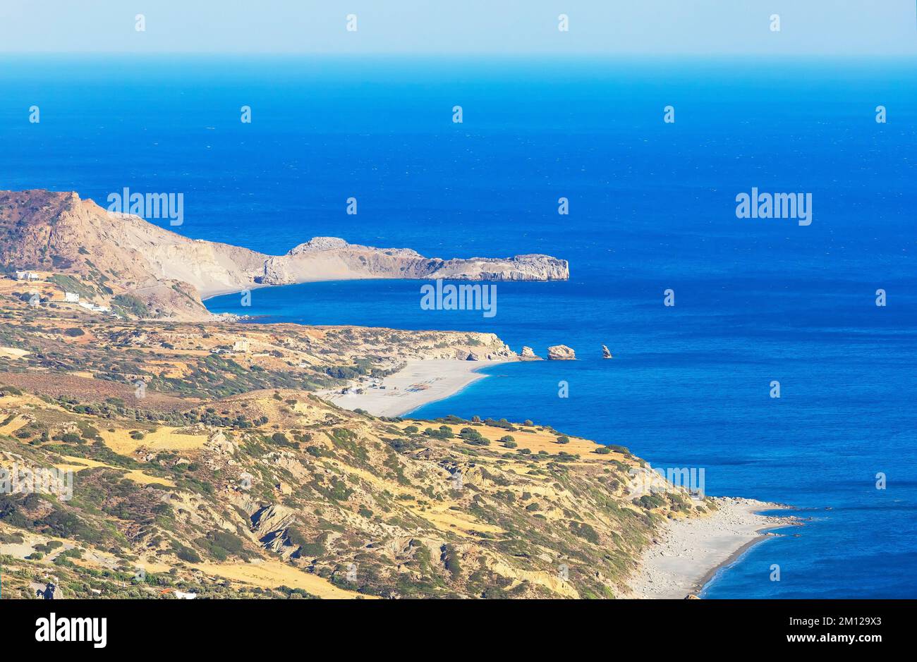 View of Southern Crete coast, Triopetra, Southern Crete, Crete, Greek ...