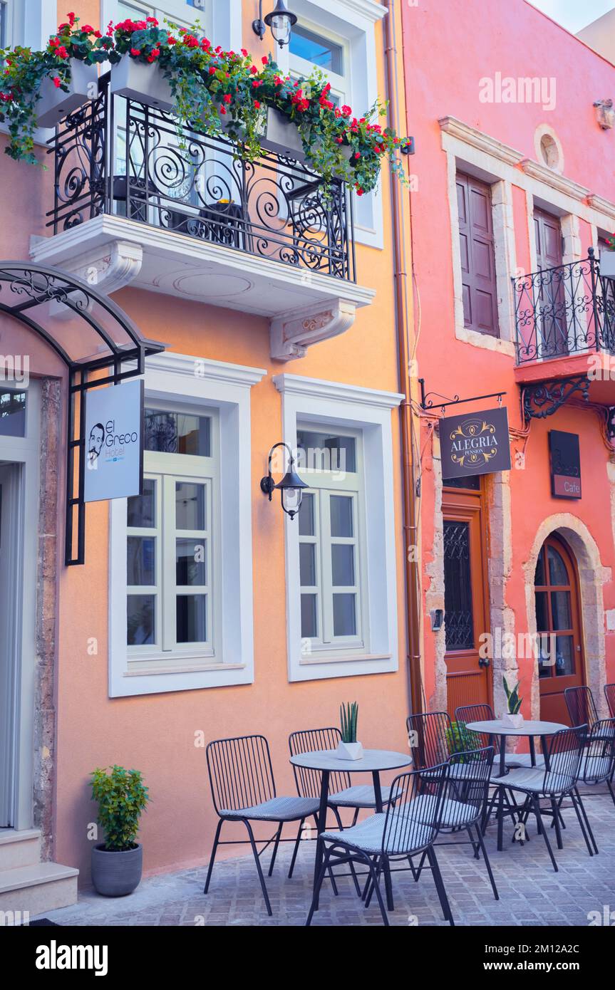 Old town buildings, Chania, Crete, Greek Islands, Greece Stock Photo ...