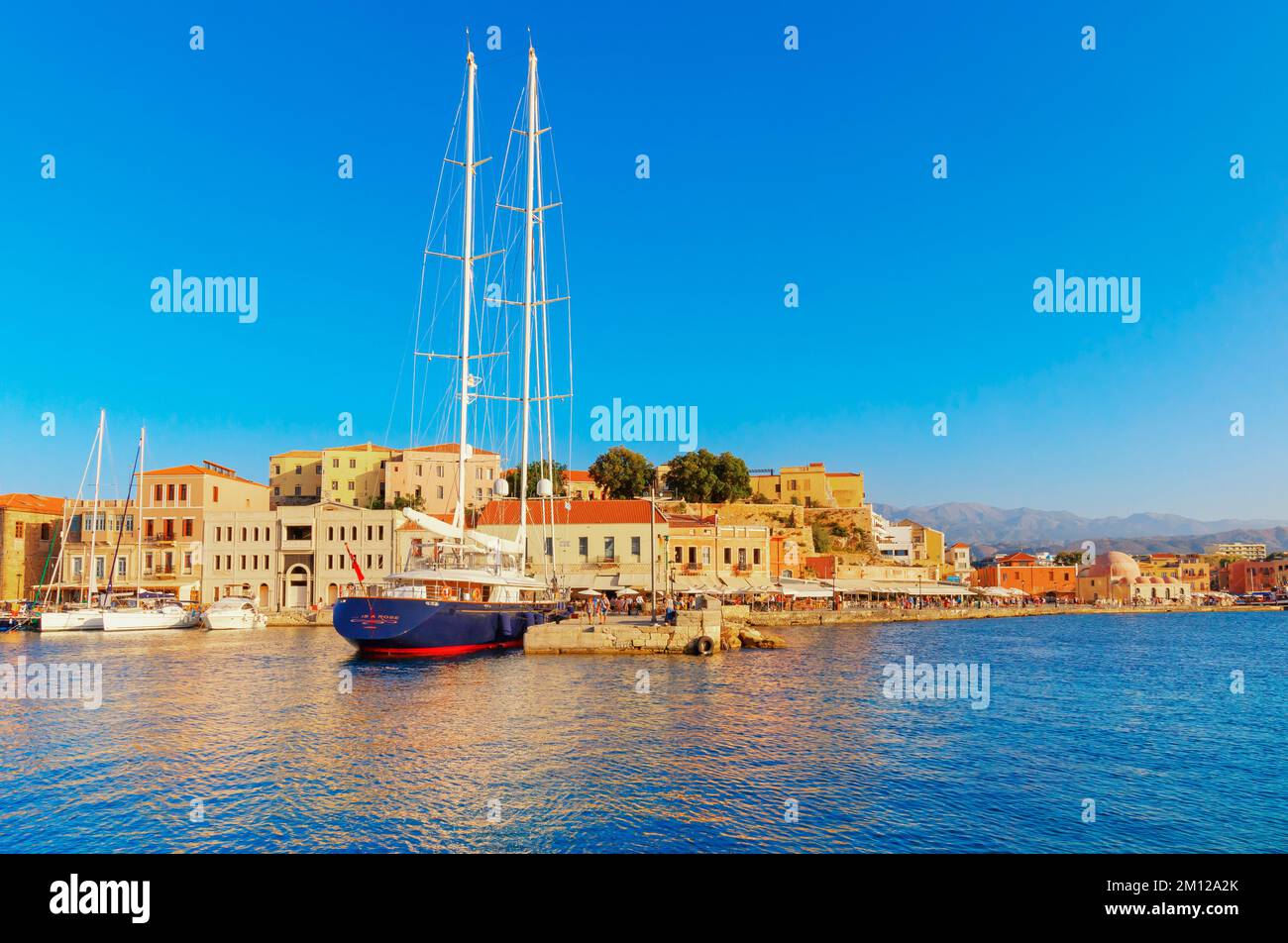The Venetian Harbour, Chania, Crete, Greek Islands, Greece Stock Photo ...