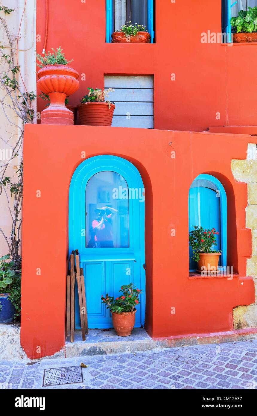 Colourful House, Chania, Crete, Greek Islands, Greece Stock Photo - Alamy