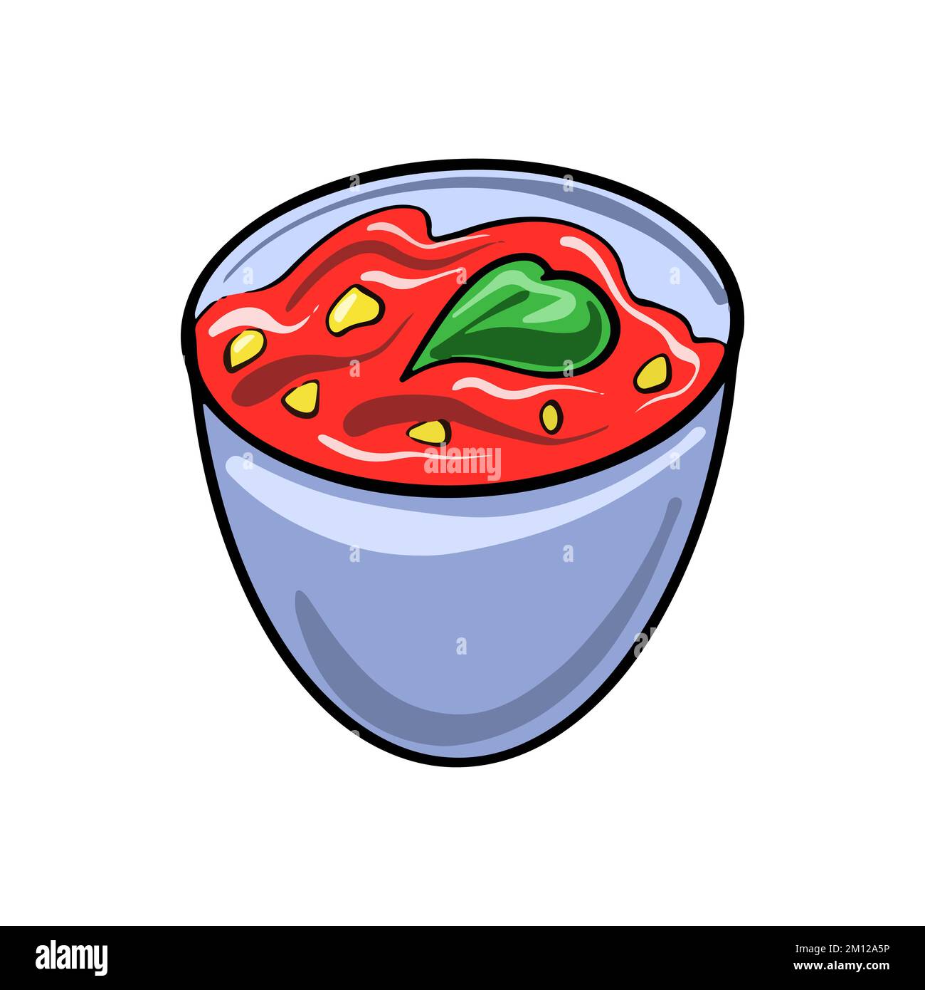 Vector Mexican traditional dish Salsa drawn in flat cartoon style Stock ...