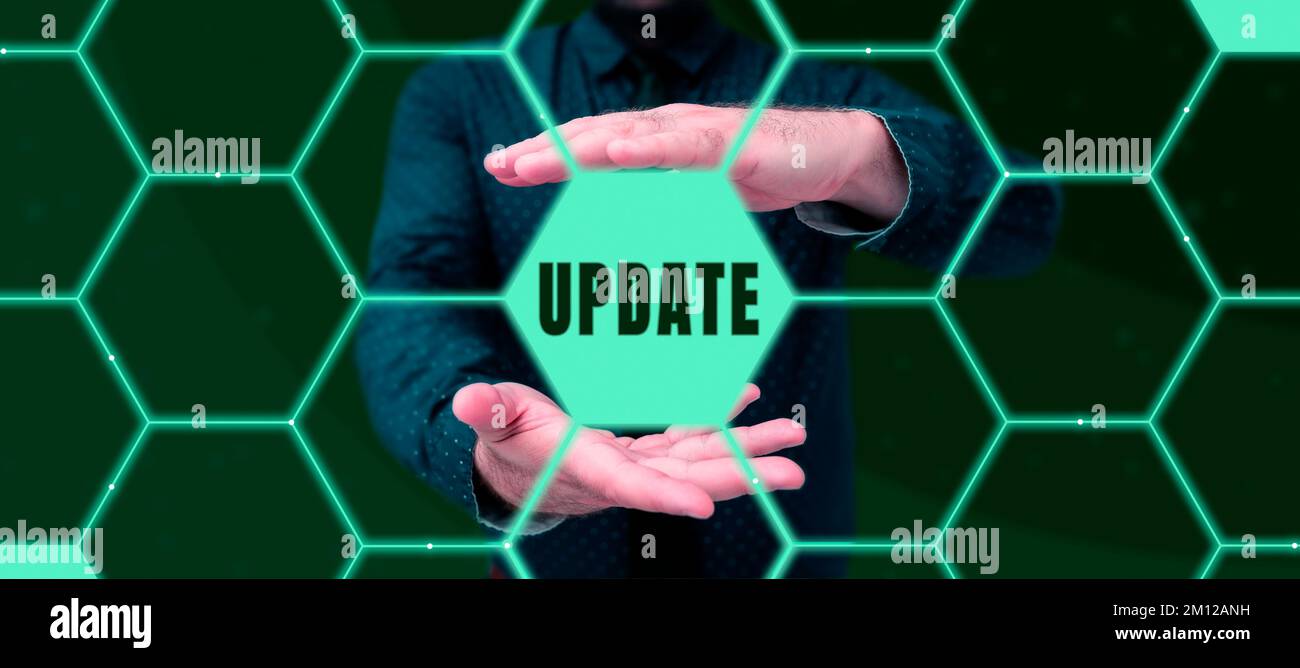 Text caption presenting Update. Business showcase Up to date Make ...