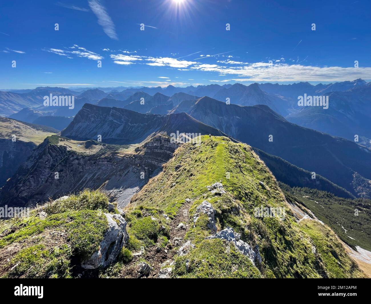 Panoramic view at the summit of schafreuter in karwendel hi-res stock ...