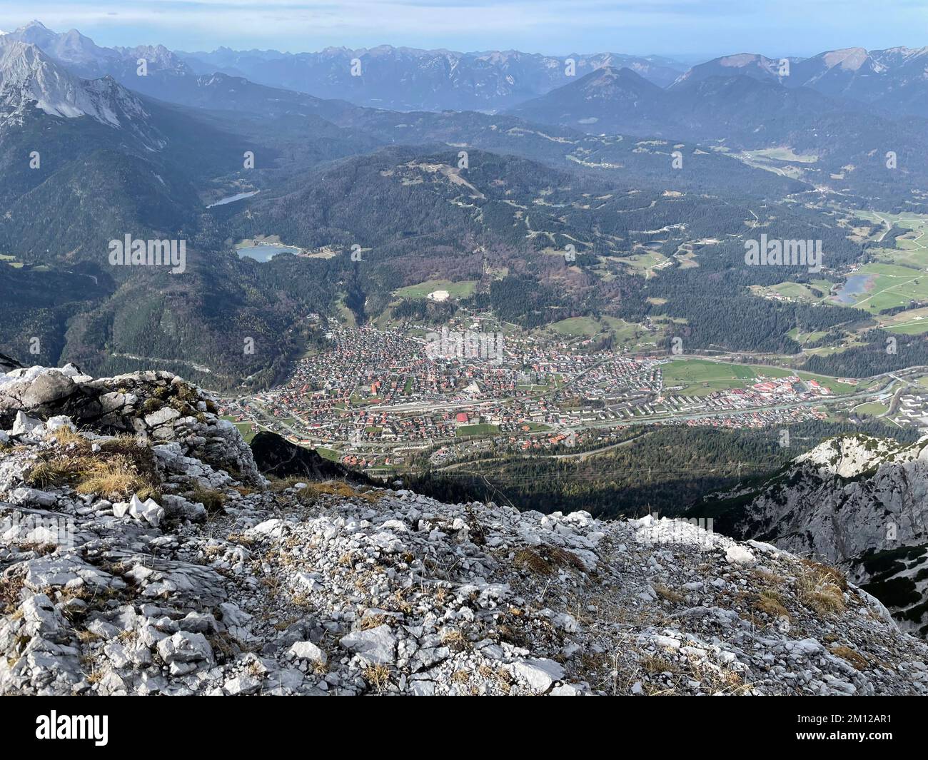 View from Karwendel mountain station to Mittenwald, Karwendelsteig ...