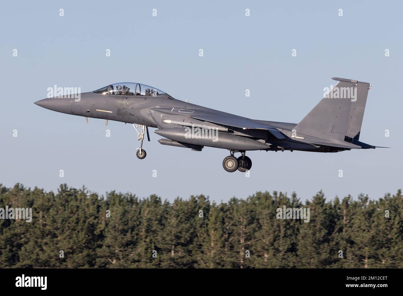 F-15 Eagle Modern Fighter Jet landing with dramatic angles returning from combat missions ...