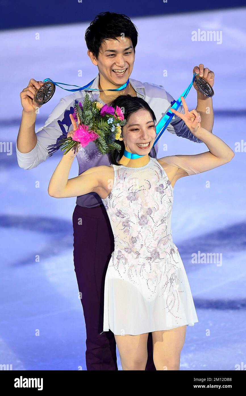Turin, Italy. 09 December 2022. Riku Miura and Ryuichi Kihara celebrate ...