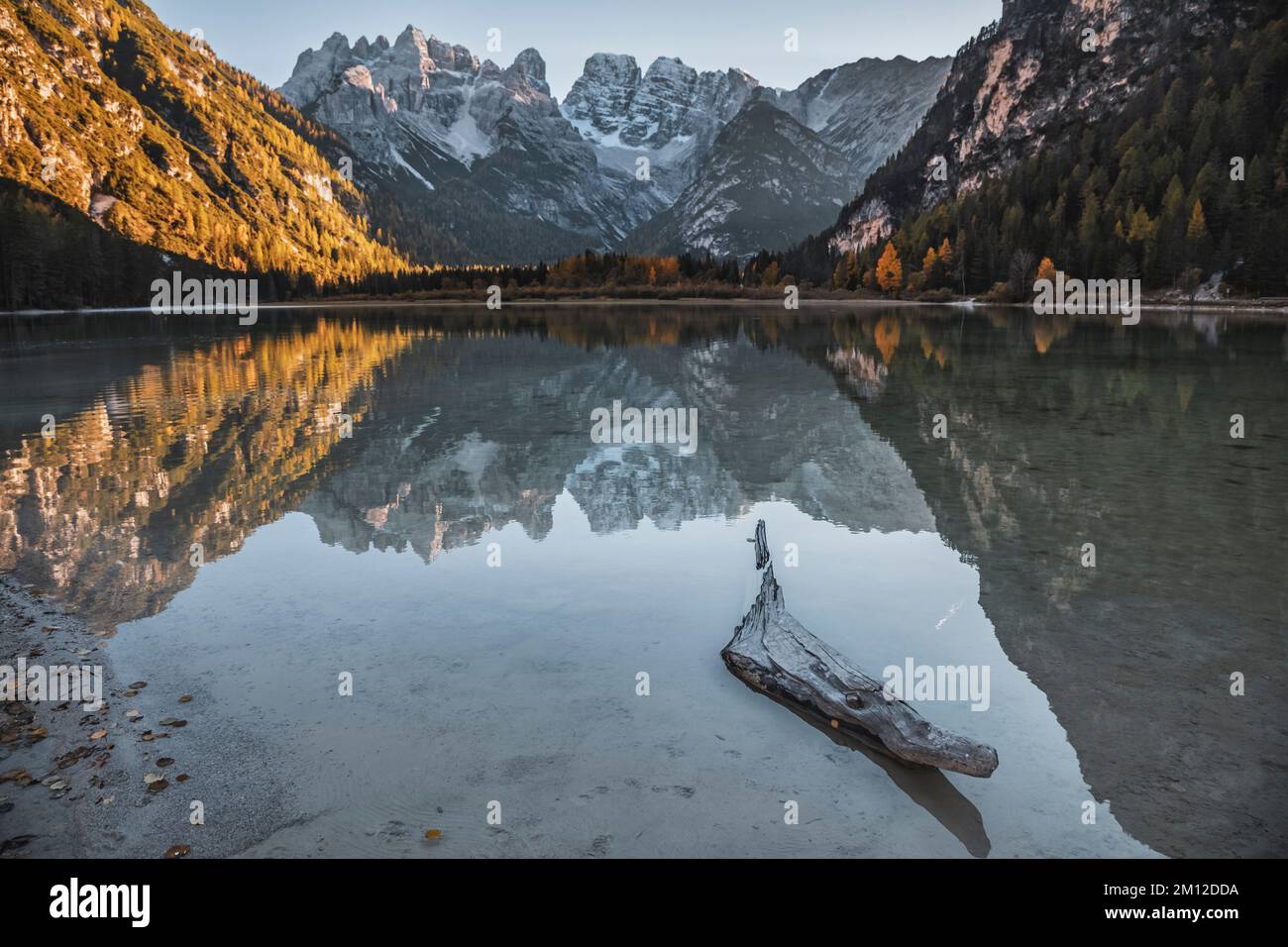 Italy, South Tyrol, Dobbiaco / Toblach. The Landro lake / Dürrensee ...